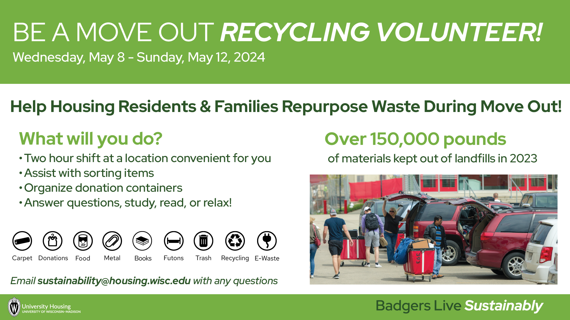 Be a Move Out Recycling Volunteer – University Housing – UW–Madison